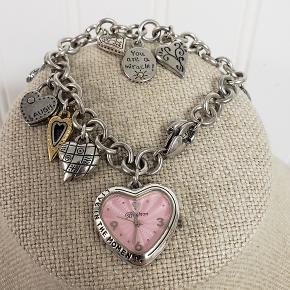 Brighton | Accessories | Brighton Power Of Pink Charm Bracelet Heart ...